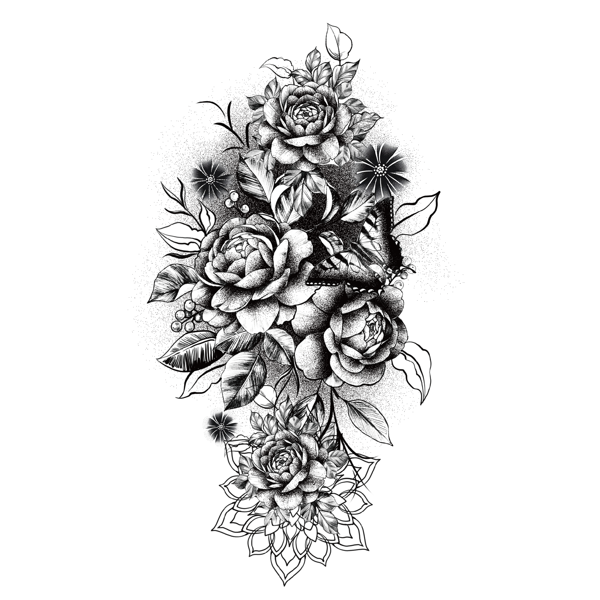 Butterfly Garden Tattoo | 5.5x9in Temp Body Art – SteezyInk