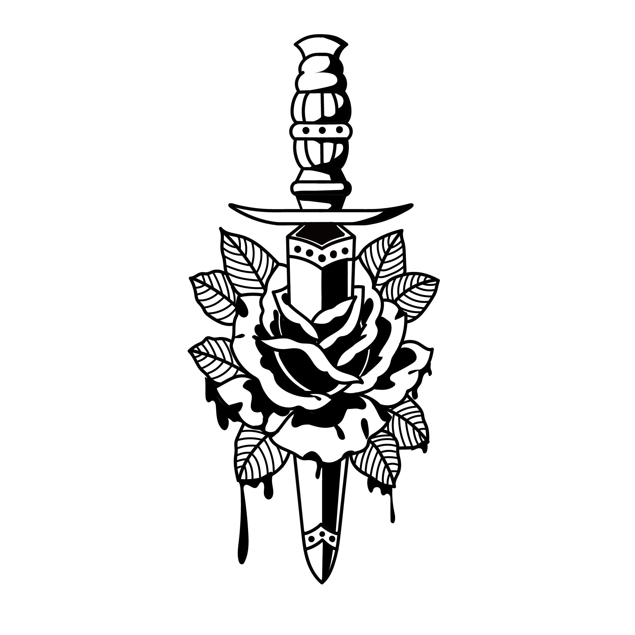 Rose Dagger Tattoo | 3x6 Inch Semi-Permanent Art – SteezyInk